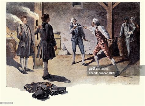 The Duel Two Men Duelling With Swords 18th Century French Vintage