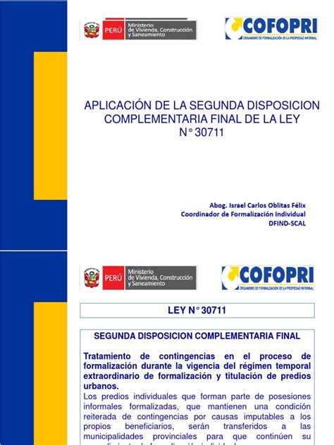 Aplicación De La Segunda Disposicion Complementaria Final De La Ley