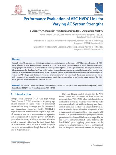 Performance Evaluation Of Vsc Hvdc Pdf Power Inverter High