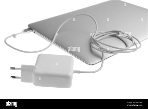 Laptop And Charger On White Background Modern Technology Stock Photo Alamy