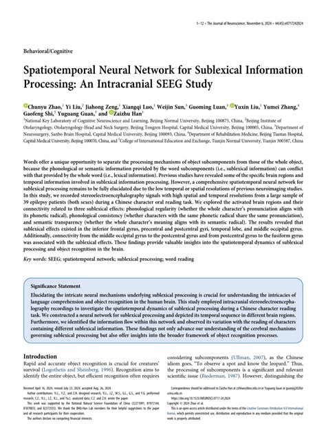 Pdf Spatiotemporal Neural Network For Sublexical Information Processing An Intracranial Seeg