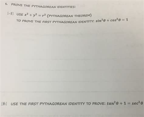 Solved PROVE THE PYTHAGOREAN IDENTITIES USE X Y Chegg