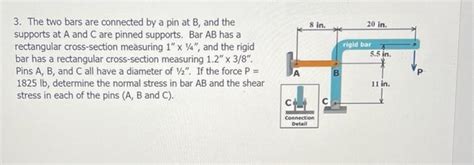 Solved 3 The Two Bars Are Connected By A Pin At B And The