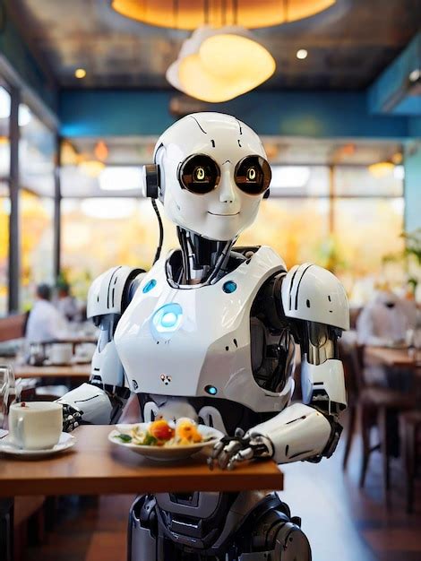 robot waiter restaurant food service system premium ai generated image