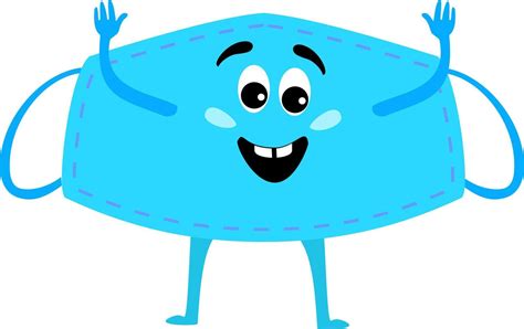 Cute Medical Mask Animated Cartoon Character Of Hygiene Object