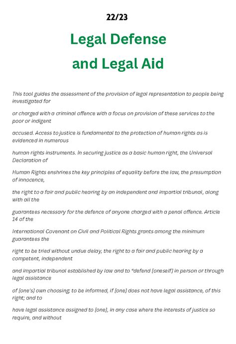 Legal Defence And Legal Aid 22 Legal Defense And Legal Aid This Tool