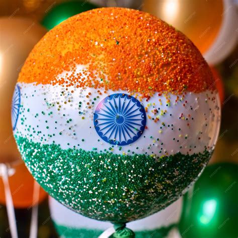 Indian Falg Colours Background With Same Colours Ballons For