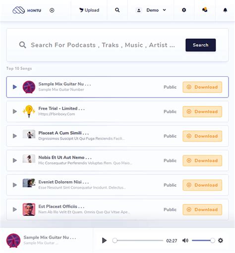Montu Premium Music Sharing PHP Script InkThemes