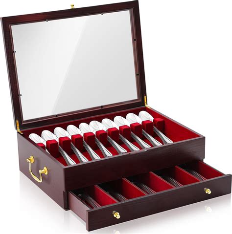 Sekoso Silverware Storage Box Elegant Flatware Wooden