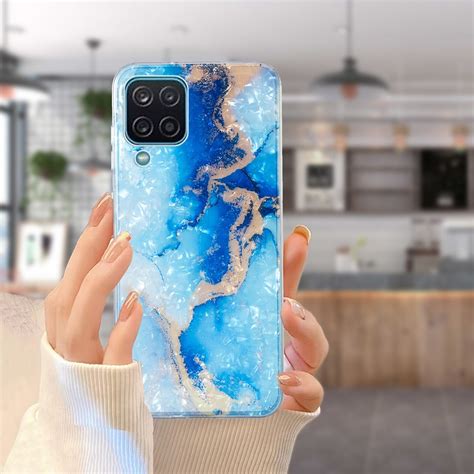 For Samsung Galaxy A12 5g Imd Shell Pattern Tpu Phone Case Blue Gold