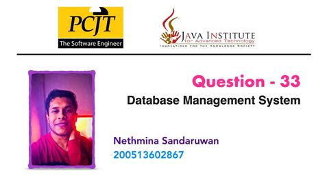 Dbms Question Set 33 1st Year Semester 01 Java Institute