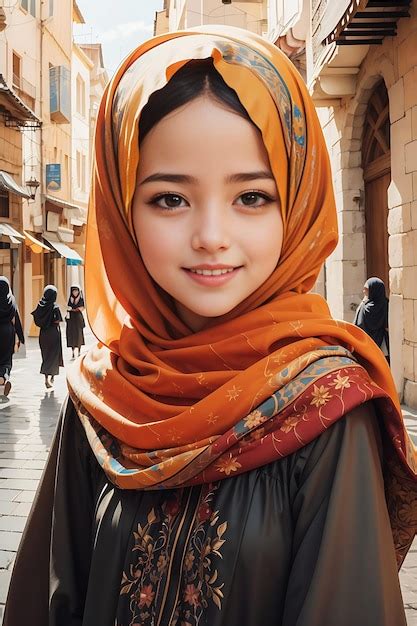 Premium Ai Image Cartoon Illustration Of A Female Muslim People