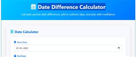 Date Difference Calculator 2025 Free Days Between Dates Tool