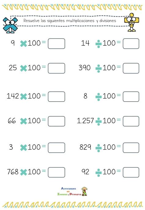 Hoja De Trabajo Para Multiplicar Y Dividir Decimales DivisiÓn De