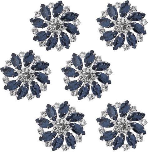 Allecto Plus 6 Stuks Strass Knopen Kristallen Bloemenknopen Inkt