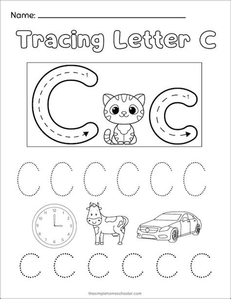 10 Tracing Letter C Worksheets Easy Print And Free The Simple