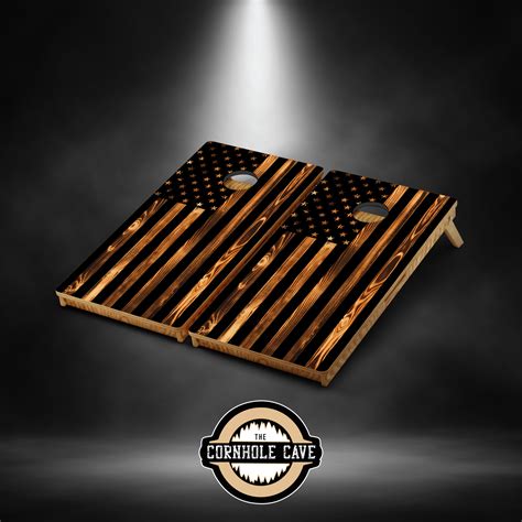 Pro Cornhole Boards Burnt Wood Usa Flag The Cornhole Cave Llc