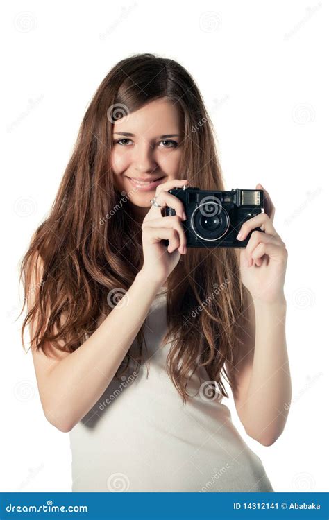 Beautiful Young Girl With Camera Stock Image Image Of Caucasian