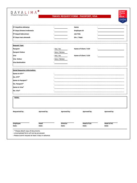 Form Travelling Visa Passport Request Pdf Travel Visa Passport