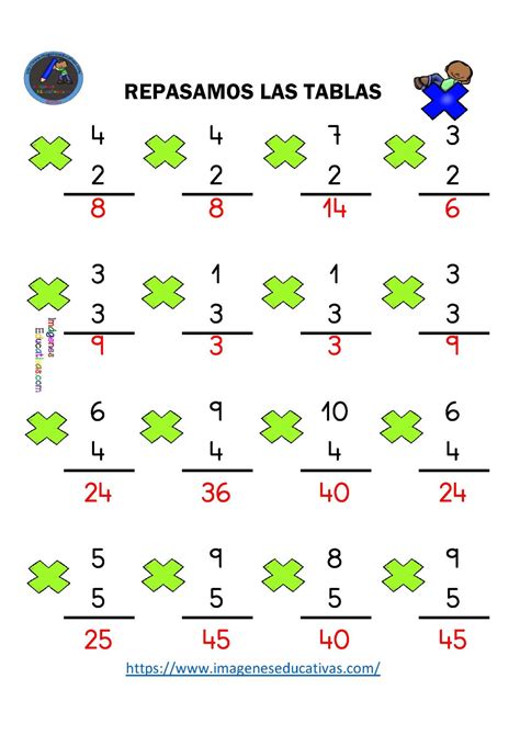 Fichas Para Repasar Las Tablas De Multiplicar Con Soluciones Imagenes Educativas
