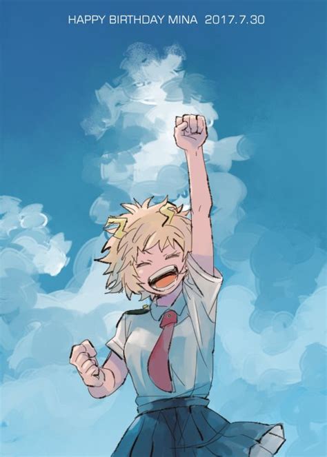 Safebooru 1girl O Arm Up Ashido Mina Birthday Boku No Hero