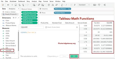 Tableau Math Functions