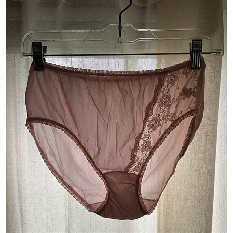 70s Womens Large Sheer Nylon Lace Mushroom Gusset Brief Panties