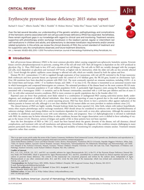 Pdf Erythrocyte Pyruvate Kinase Deficiency 2015 Status Report