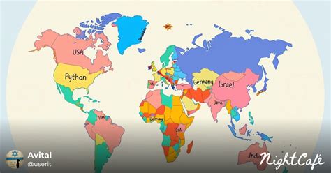 Vibrant World Map Of Programming Languages Ai Art