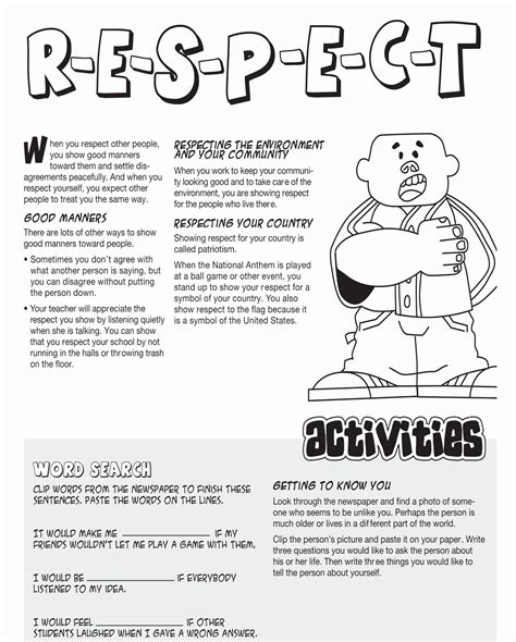 Worksheets About Respect Printable Word Searches