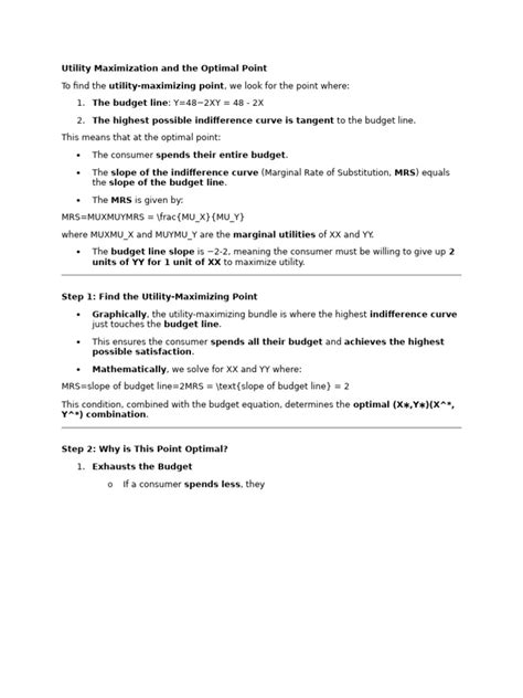 Utility Maximization Finding Optimal Points Pdf