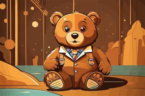 Brown Bear Cartoon Illustration Premium Ai Generated Vector