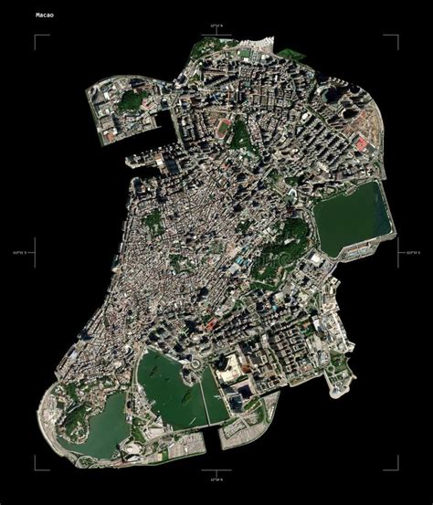 Macao Shape On Black High Res Satellite Stock Illustration