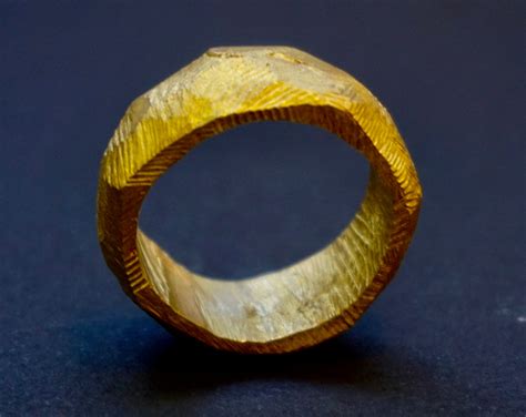 Faceted Texture Band Ring Etsy