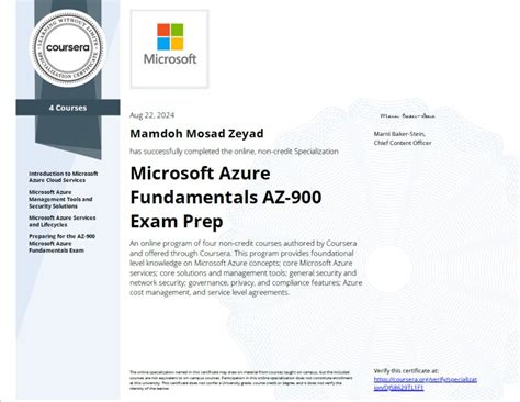 Finished Microsoft Azure Fundamentals Specialization Mamdoh Zeyad