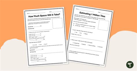 Estimation Activity Estimating Space Worksheet Set Teach Starter