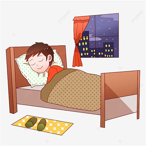 يوم النوم العالمي صبي صغير نائم لحاف بلون القهوة ،، ستائر حمراء شخصيات كرتونية صبي ينام يوم