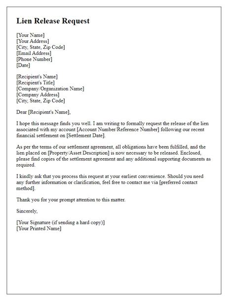 Letter Template For Requesting Lien Release Free Samples In Pdf Letterin