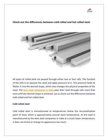 Check Out The Differences Between Cold Rolled And Hot Rolled Steel By Raunaq Steels Issuu