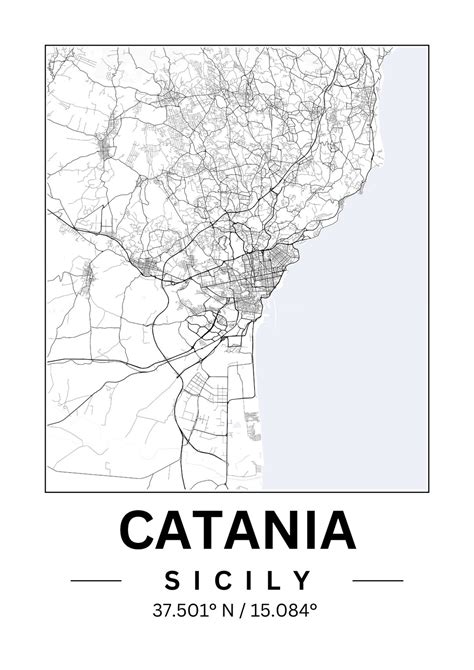 Catania Map Print Digital Download Map Prints Digital File City
