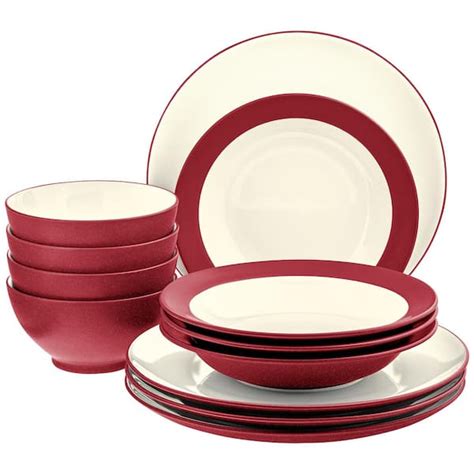 Noritake Colorwave Raspberry 12 Piece Cherry Stoneware Coupe