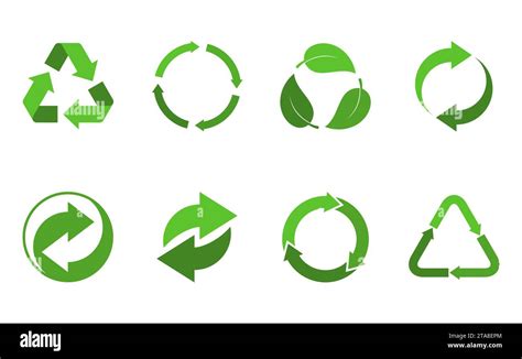 Recycling Icons Set Isolated On White Background Arrow That Rotates