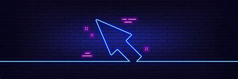 mouse cursor line icon pointer sign neon light glow effect vector stock