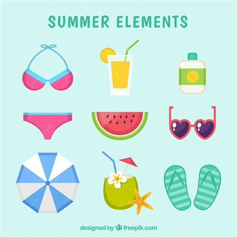 Colección De Accesorios De Verano Vector Gratis