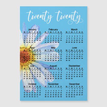 2020 Calendar Daisy Brush Handwritten Script Calendar