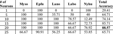 Experiments With Different Neurons In The Hidden Layers Download Table