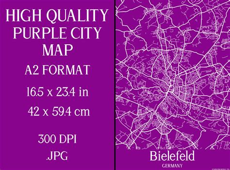 Bielefeld Germany Purple City Map Graphic By Mappingz · Creative Fabrica