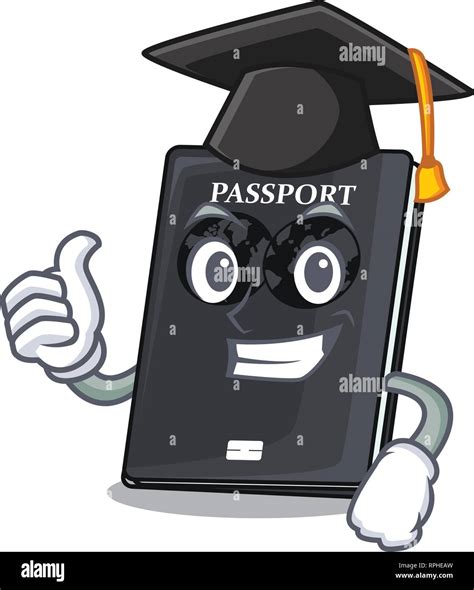 Graduation Black Passport In The Shape Character Stock Vector Image