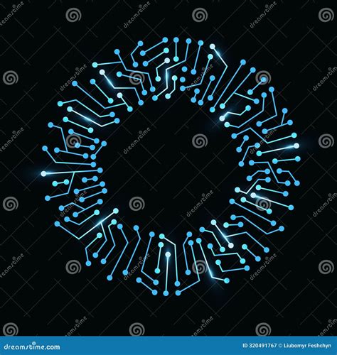 Circuit Board Circle Frame Abstract Digital Round Frame Hardware