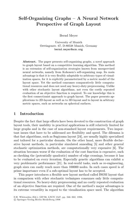 self organizing graphs a neural network perspective of graph layout